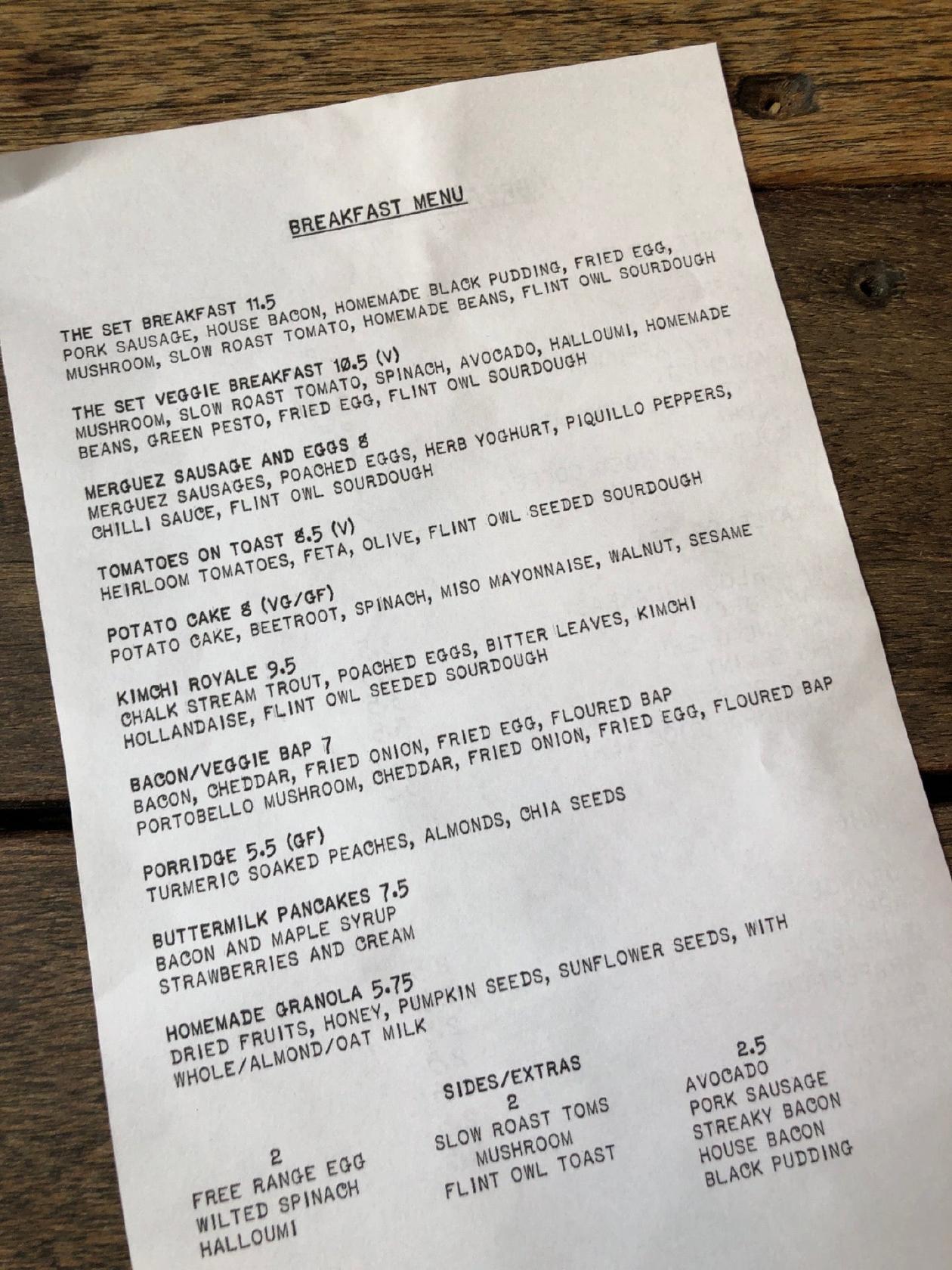 Menu at The Set Restaurant, Brighton