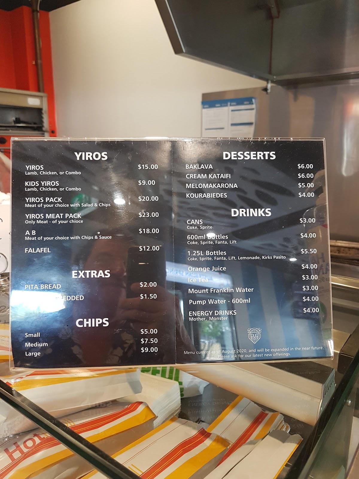 Menu at Zeus restaurant, Prospect