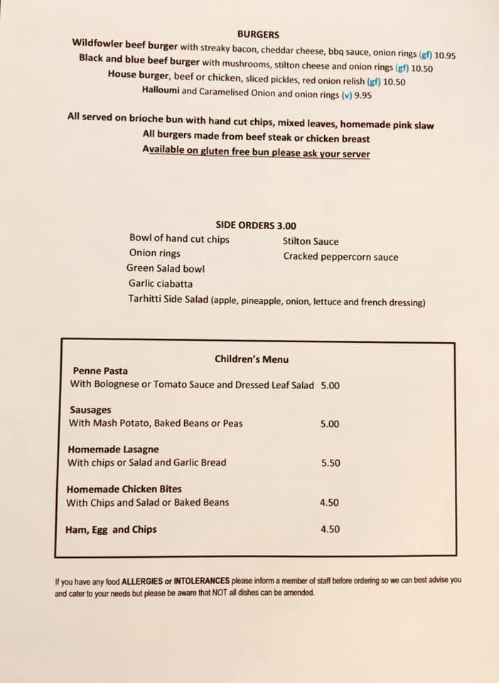 Menu at The Wildfowler pub & bar, Terrington Saint Clement