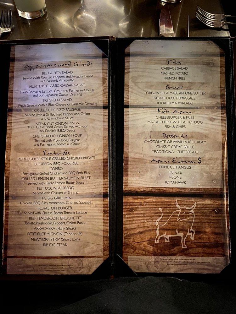 Menu at Hunter Steakhouse, Cancún