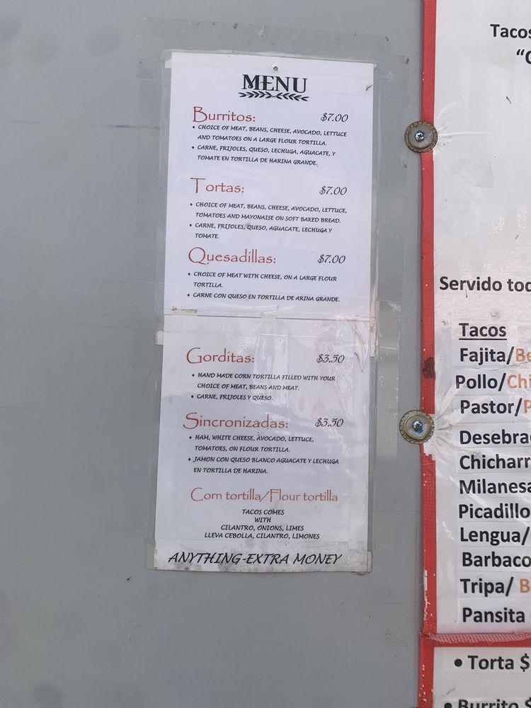 Menu at Rubys Taco Truck, Prairie View