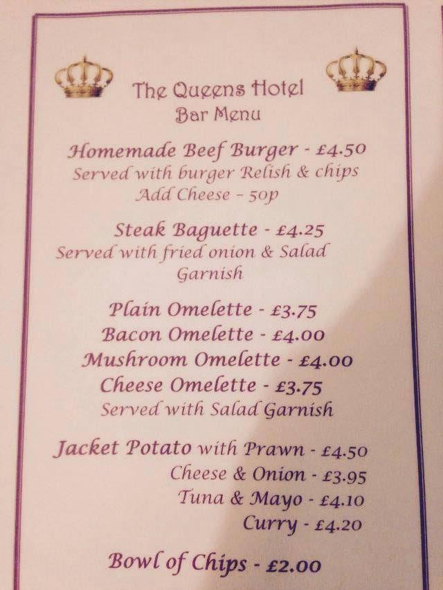 Menu at The Queens Hotel pub & bar, Abertillery