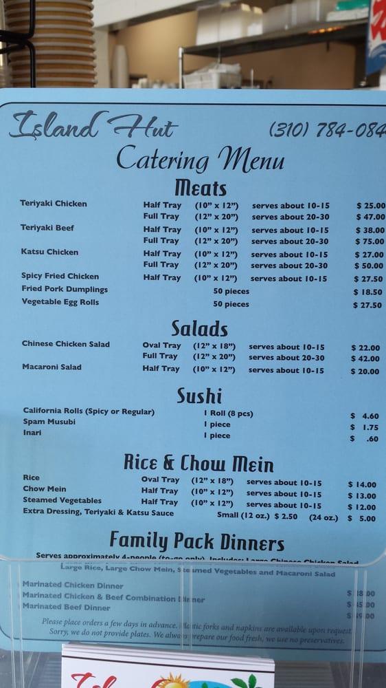 Menu at Island Hut restaurant, Lomita