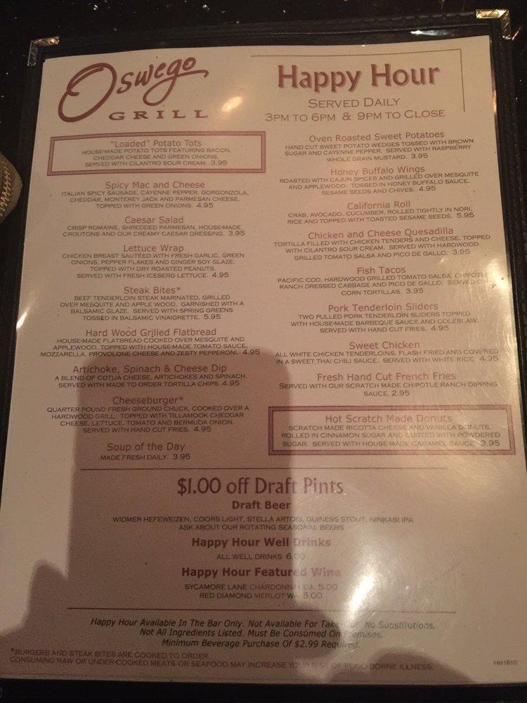 Menu at Oswego Grill- Lake Oswego pub & bar, Lake Oswego