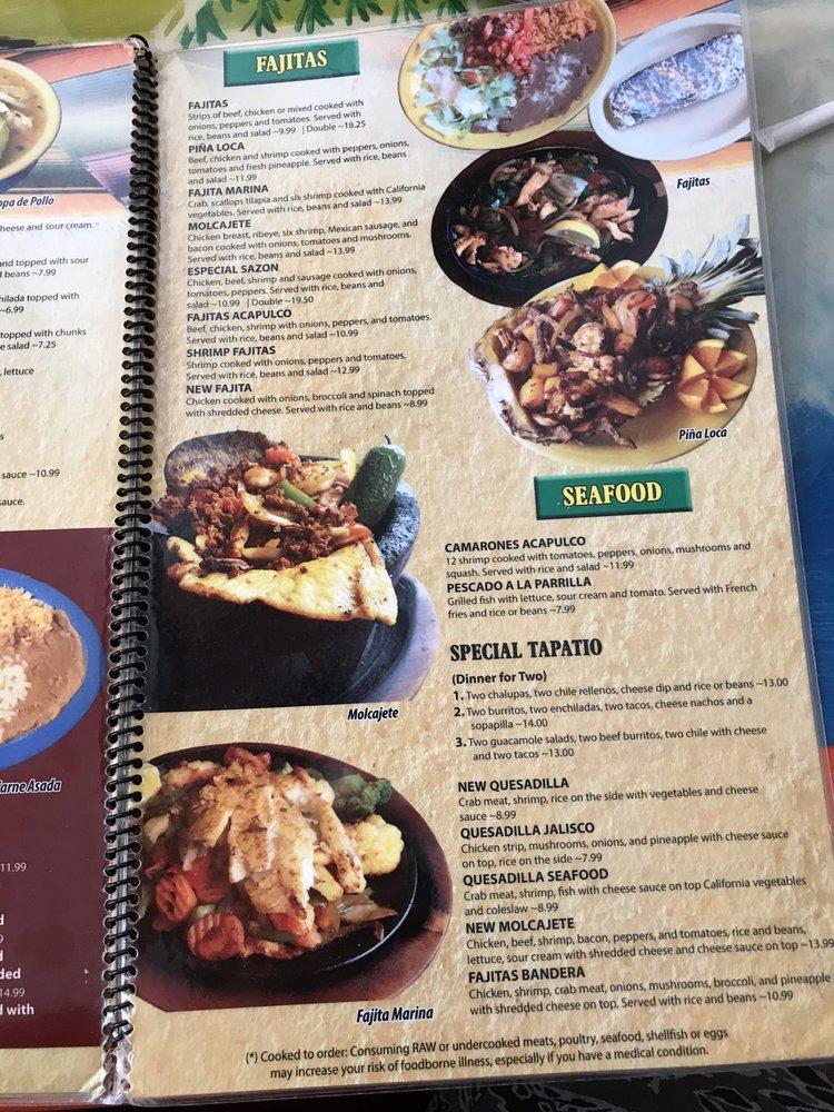 Menu at Sazon Mexican Restaurant, Williamson