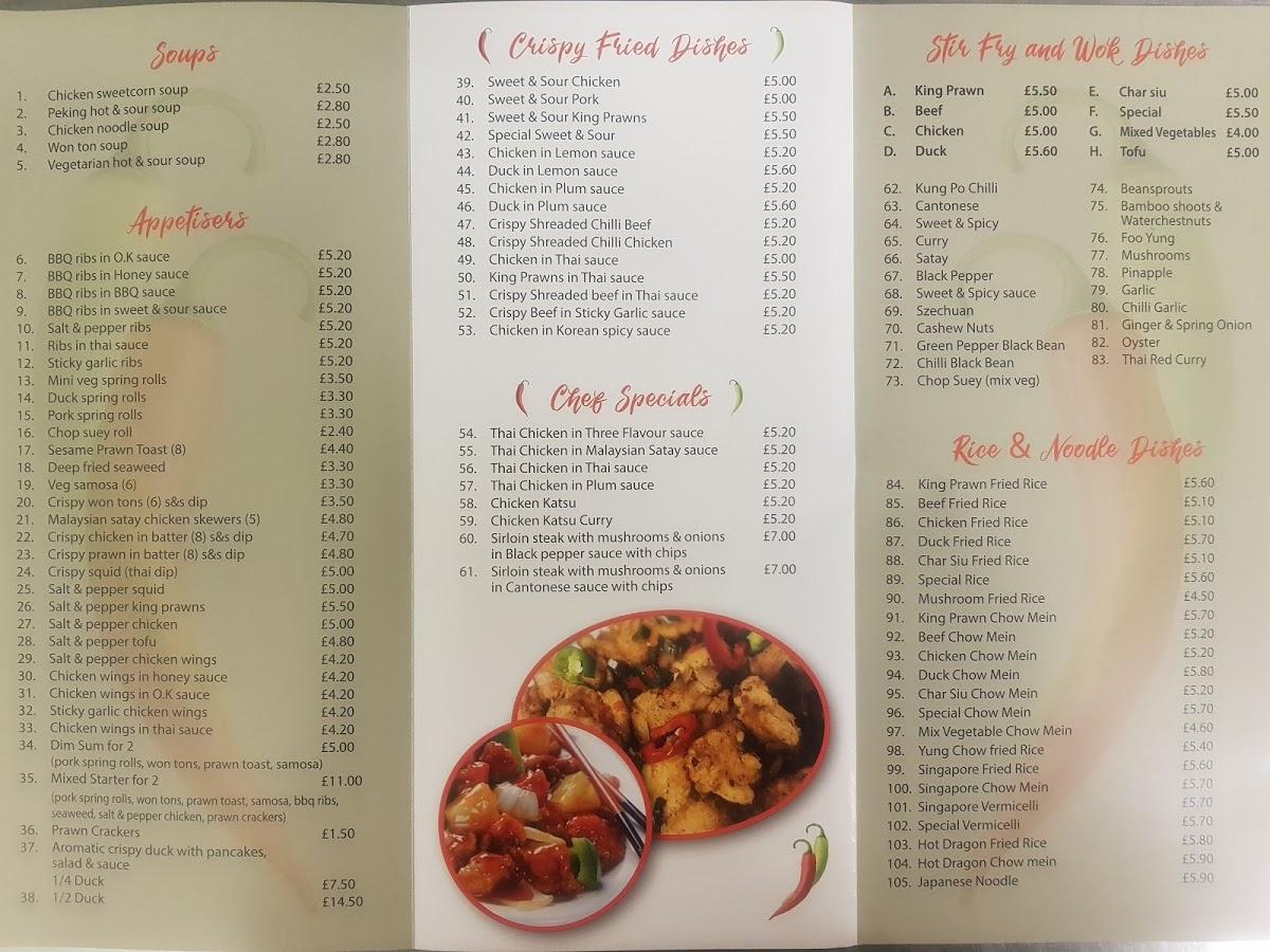 Menu at Sweet Chillies fast food, Congleton