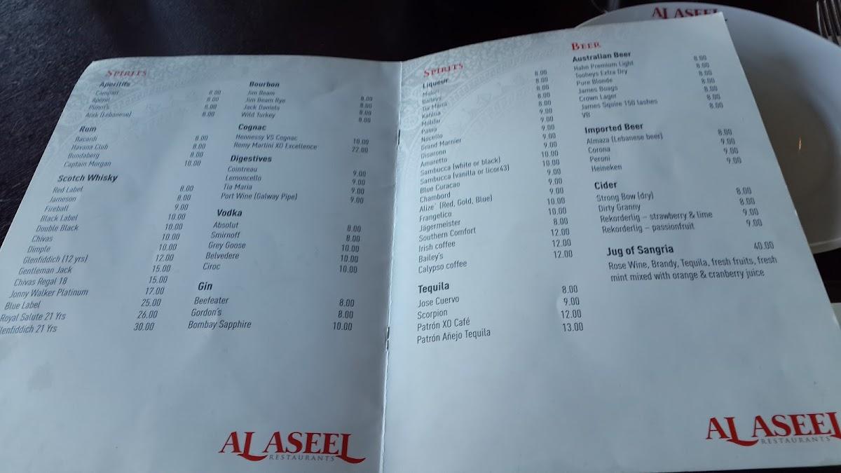 Menu at Al Aseel Restaurant Penrith, Jamisontown