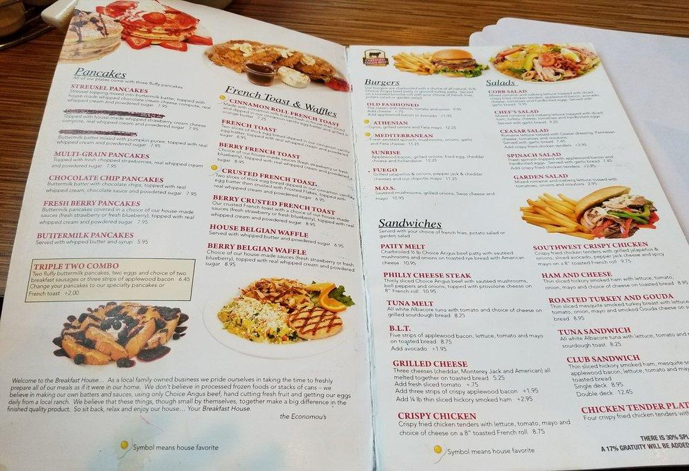 Menu at Breakfast House restaurant, El Cajon