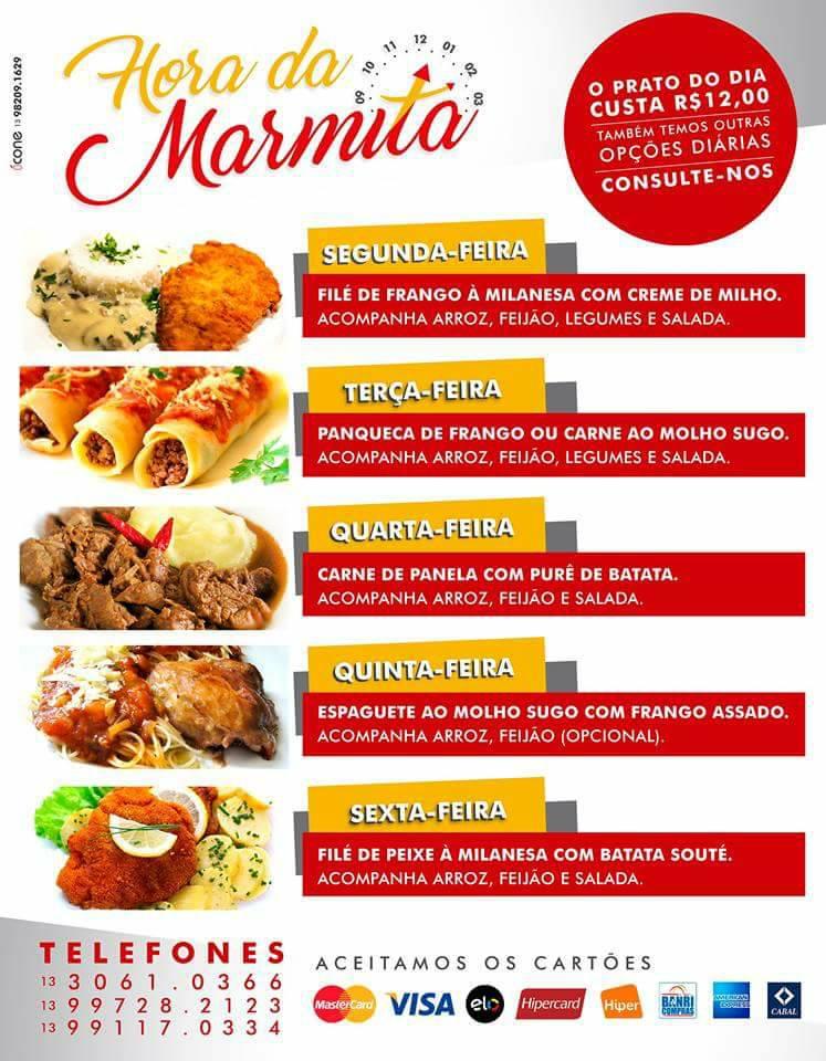 Menu at Hora da Marmita, Santos