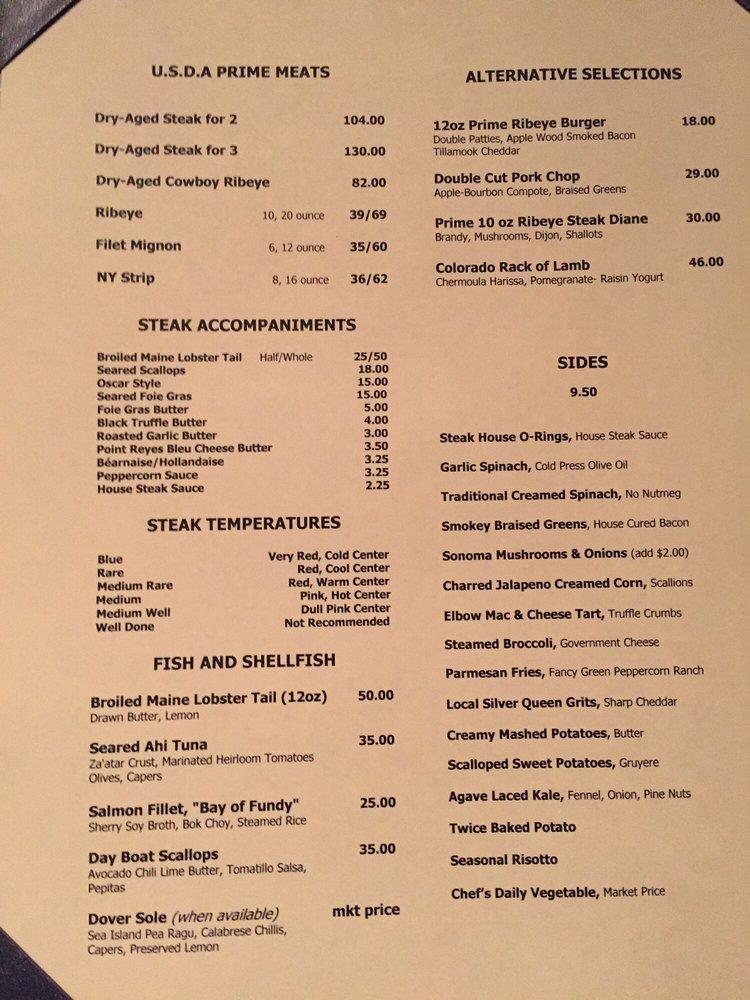 Menu at Kevin Rathbun Steak steakhouse, Atlanta, 154 Krog St NE STE 200