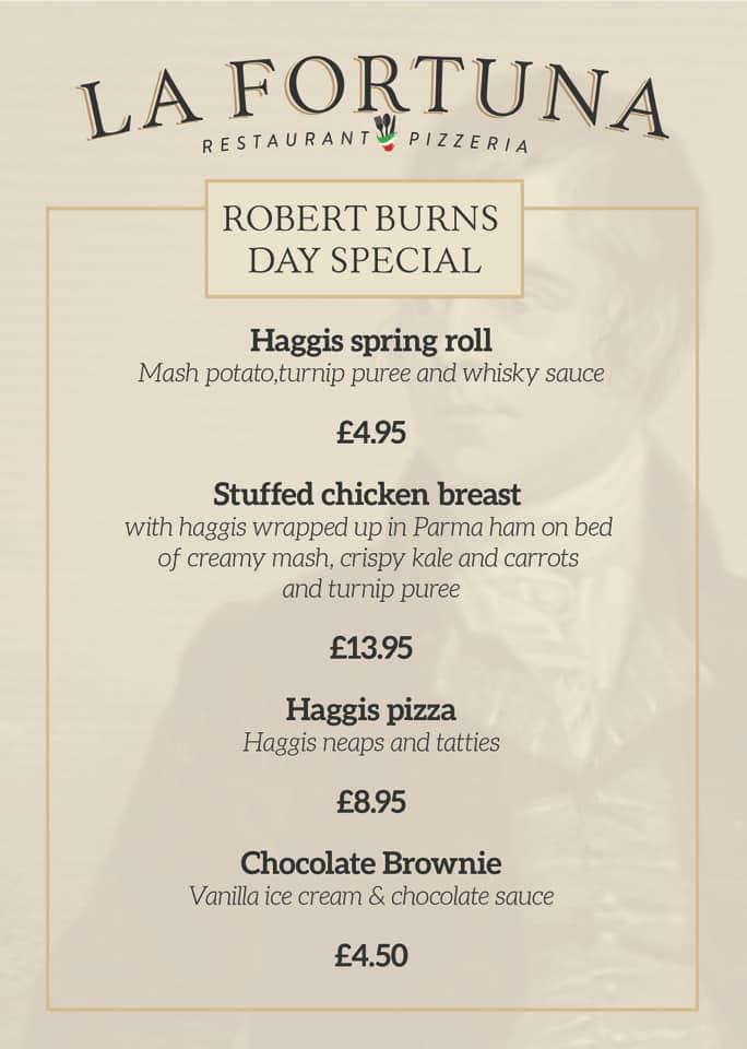 Menu at La Fortuna Restaurant and Pizzeria, Annan