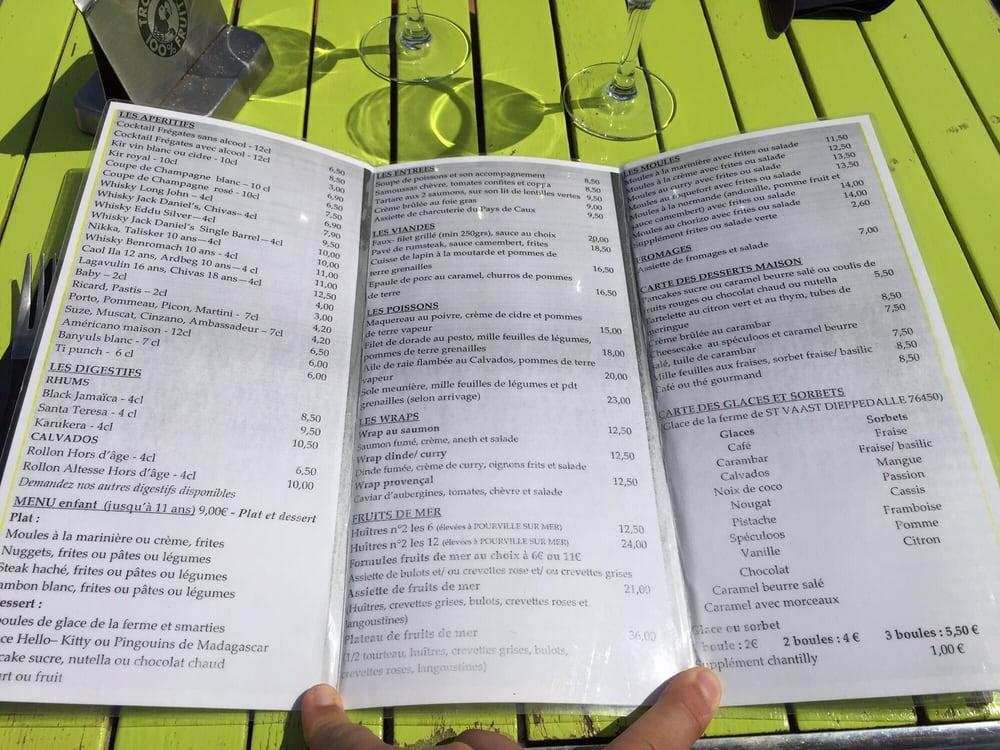 Menu au Les Frégates restaurant, Veulettes-sur-Mer, 3 Digue Jean Corruble