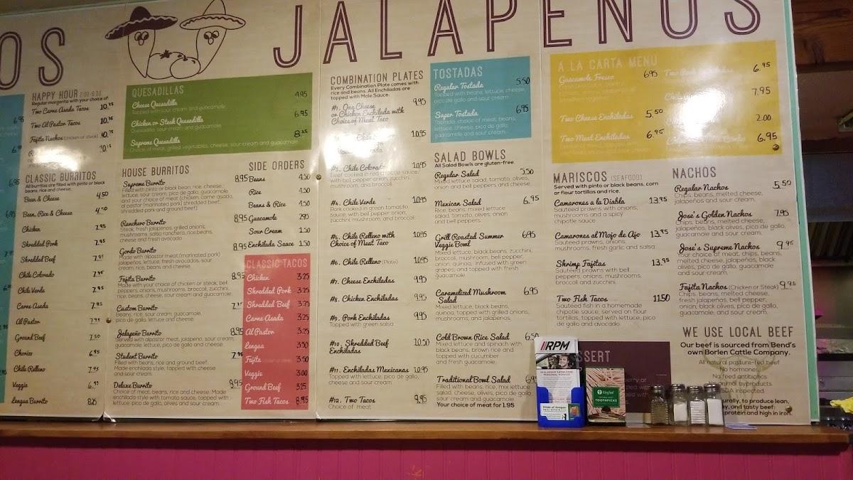 Menu at Los Jalapenos restaurant, Bend, 601 NE Greenwood Ave