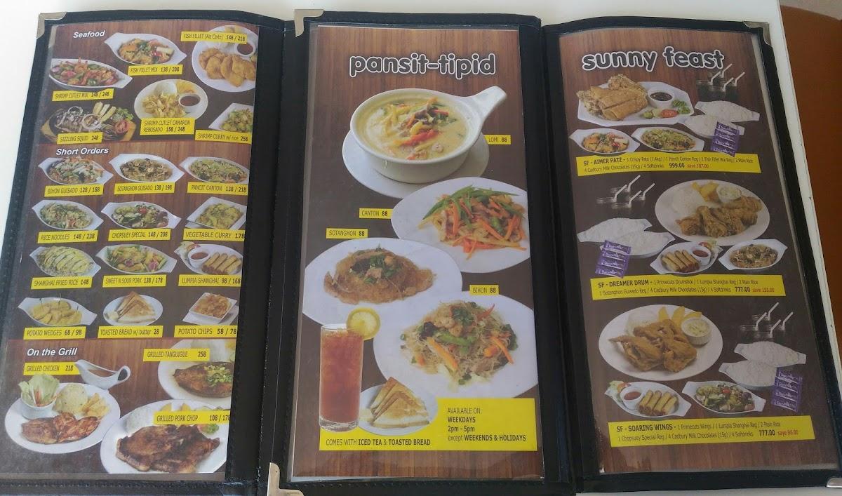 Menu at Sunburst Restaurant, Iligan City, 67G4+C3J