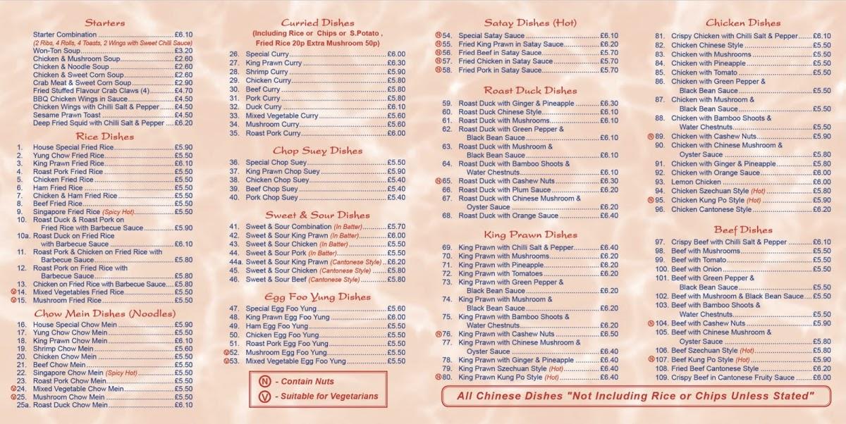 Menu at Tasty Chinese fast food, Telford