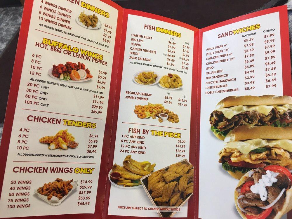Menu at Captain JJ’s Fish ‘n’ Chicken restaurant, Springfield