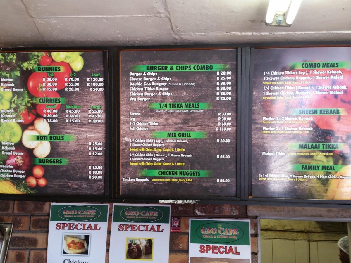 Menu at GEO CAFE, Phoenix