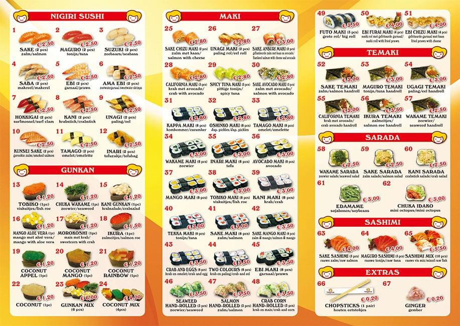 Menu at Happy Mango, Rotterdam, Zuidplein 516
