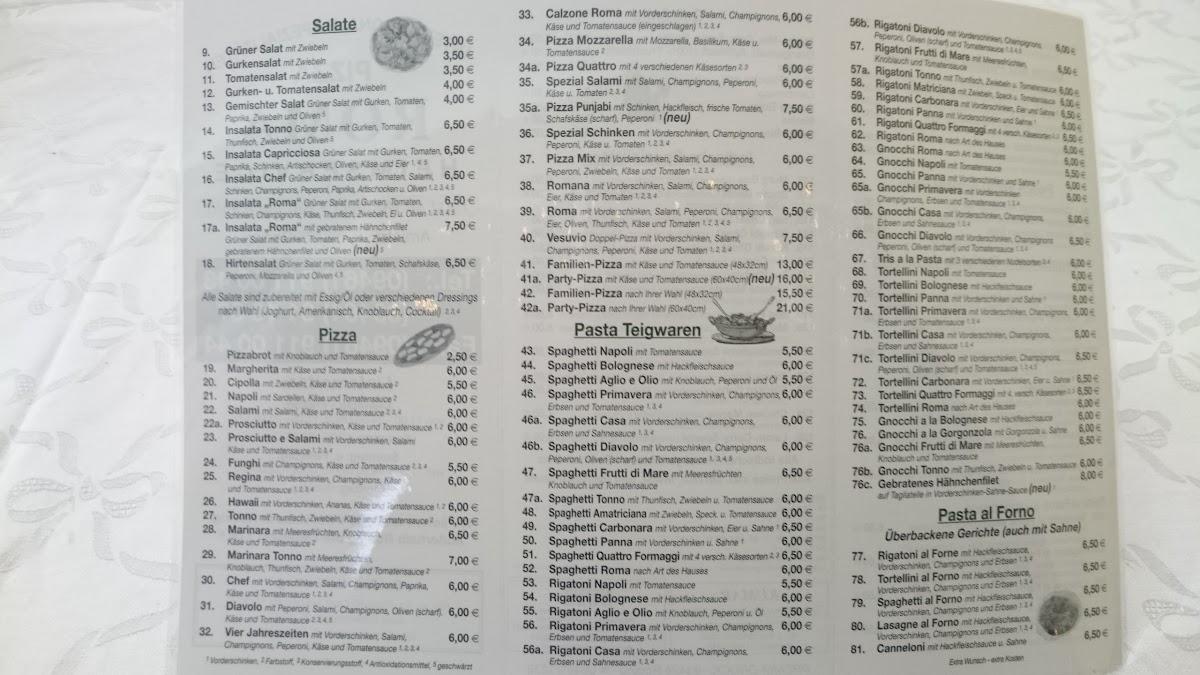 Speisekarte von Pizza Roma, Roding