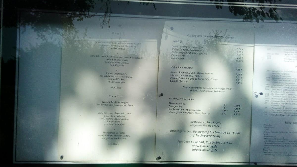 Menu at Restaurant Zum Krug, Husum