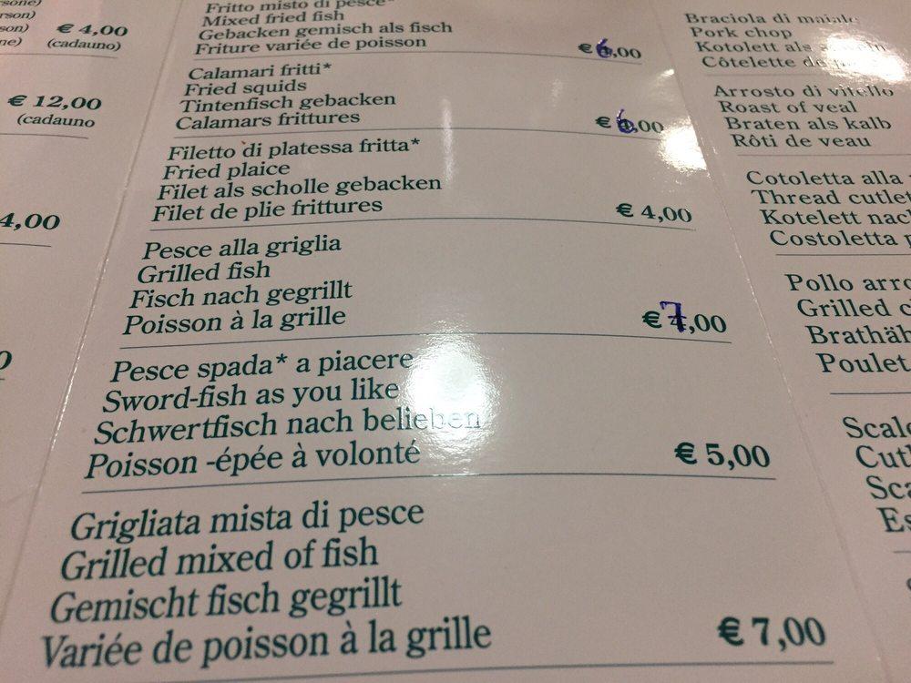 Carta del restaurante Trattoria da Mario, Génova, Salita di S. Paolo