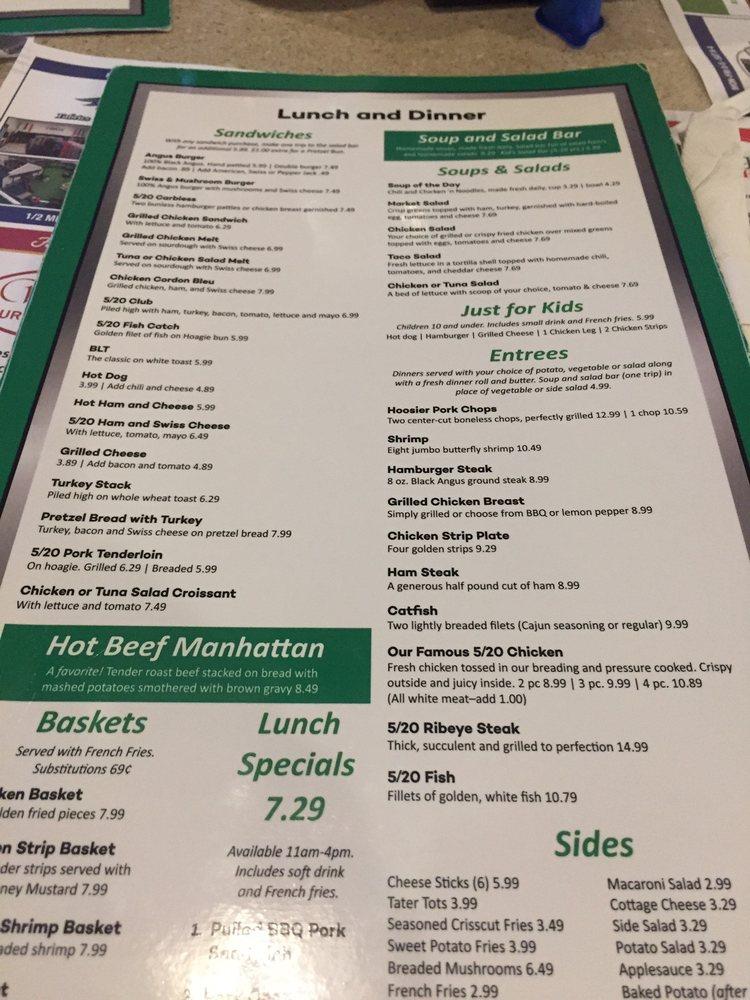 Menu at 5/20 Country Kitchen restaurant, Shipshewana