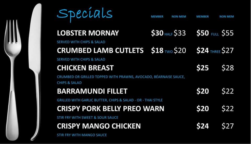Menu at Buko's bistro restaurant, Forster, Strand St