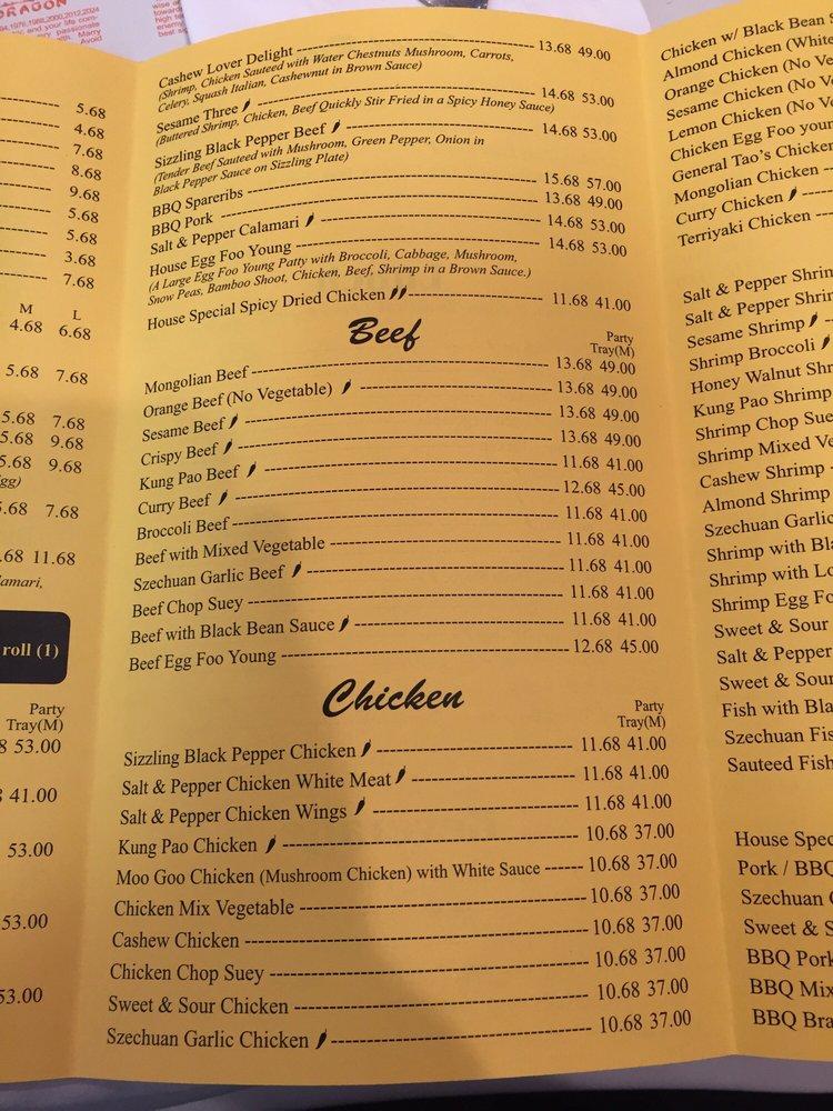 Menu at China 1968 restaurant, El Cajon, 500 Broadway