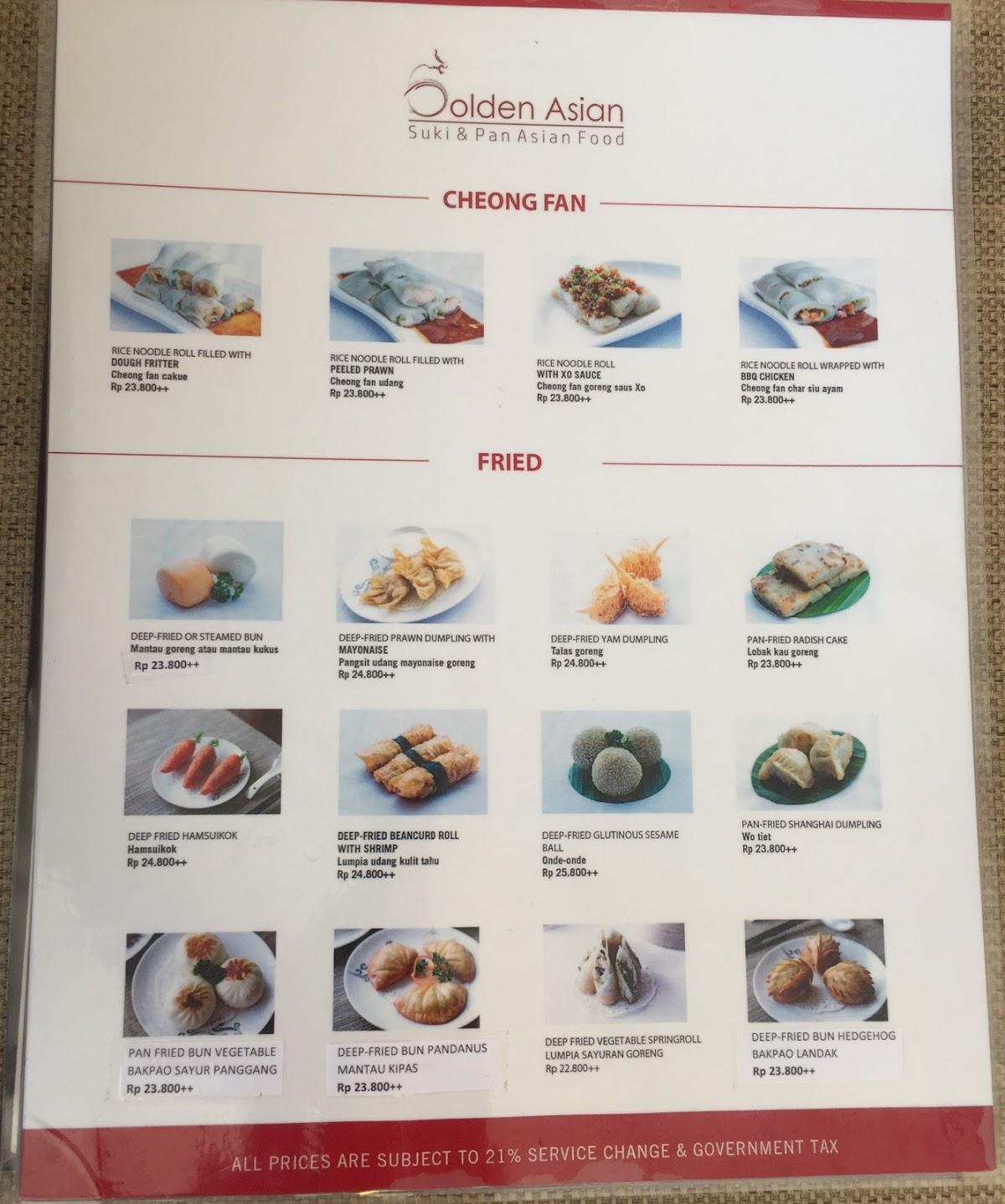 Carta del restaurante Golden Asian, Macasar