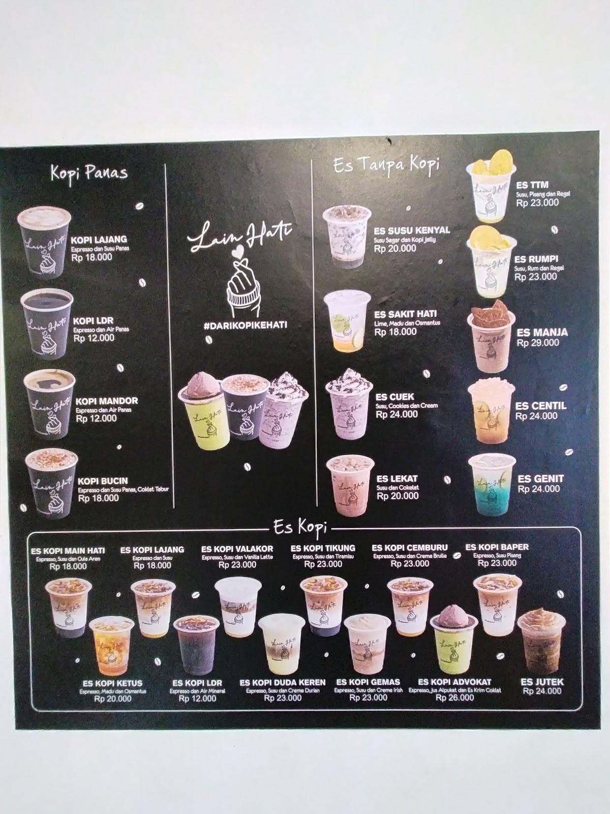 Menu at Kopi Lain Hati Pondok Kelapa, Jakarta
