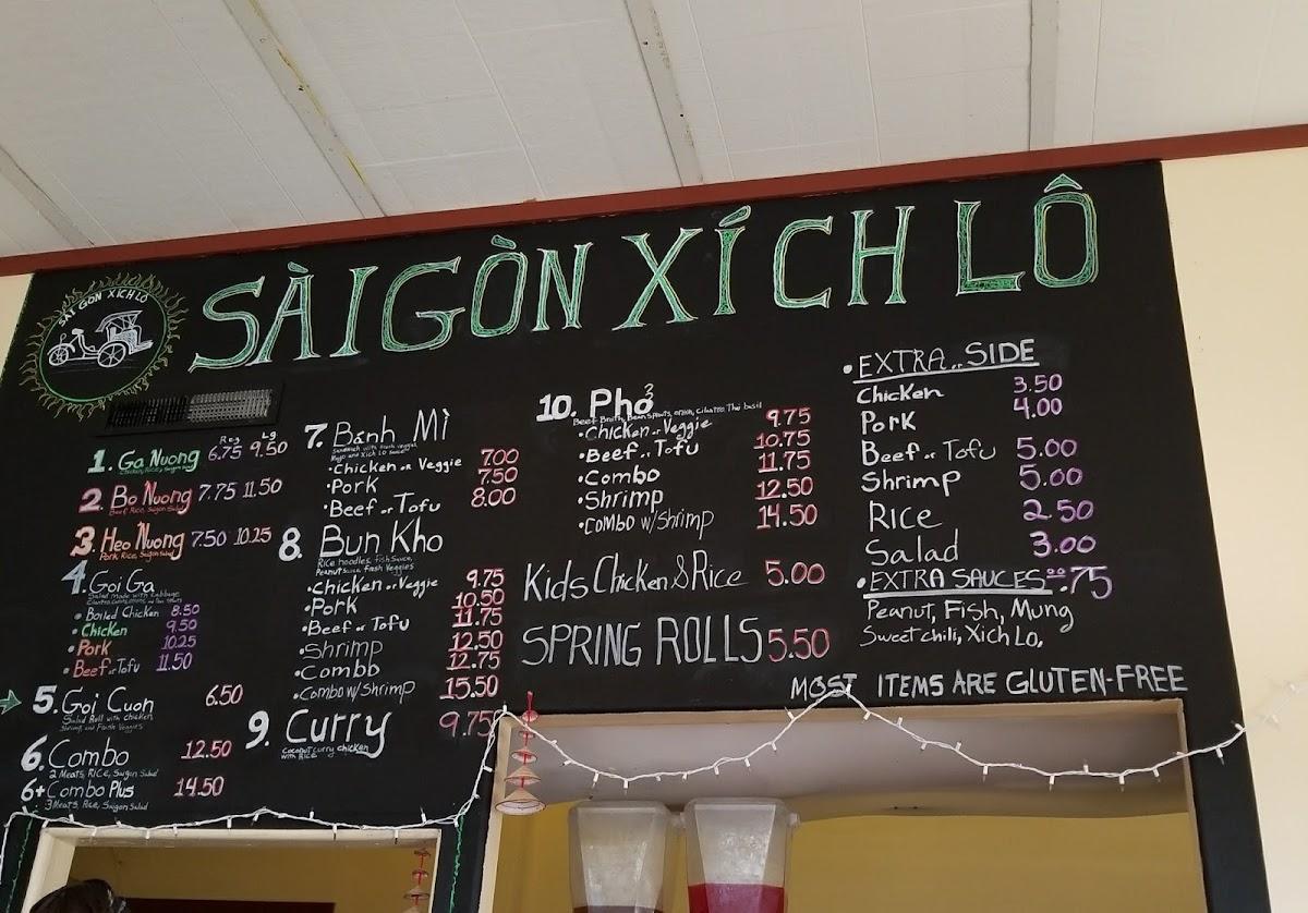 Menu at Saigon Xich Lo restaurant, Grants Pass