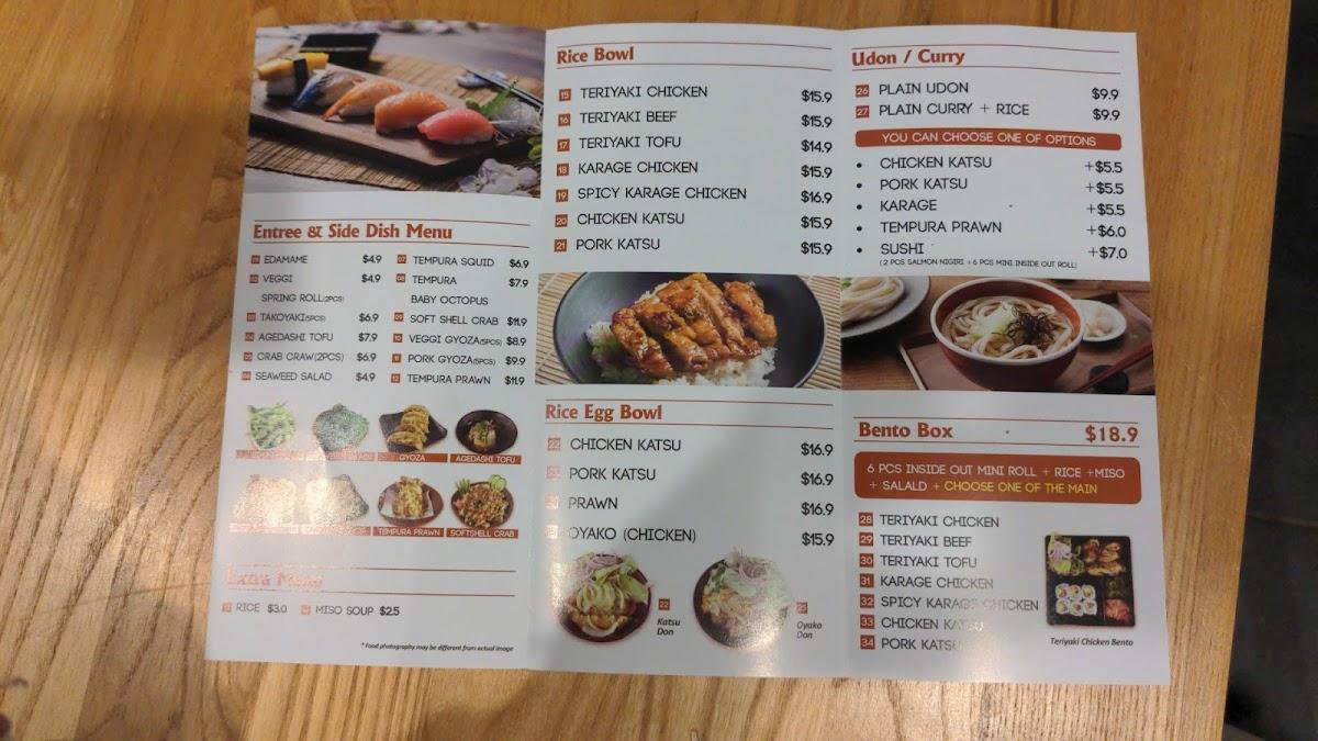 Menu at Sushi K restaurant, Coomera