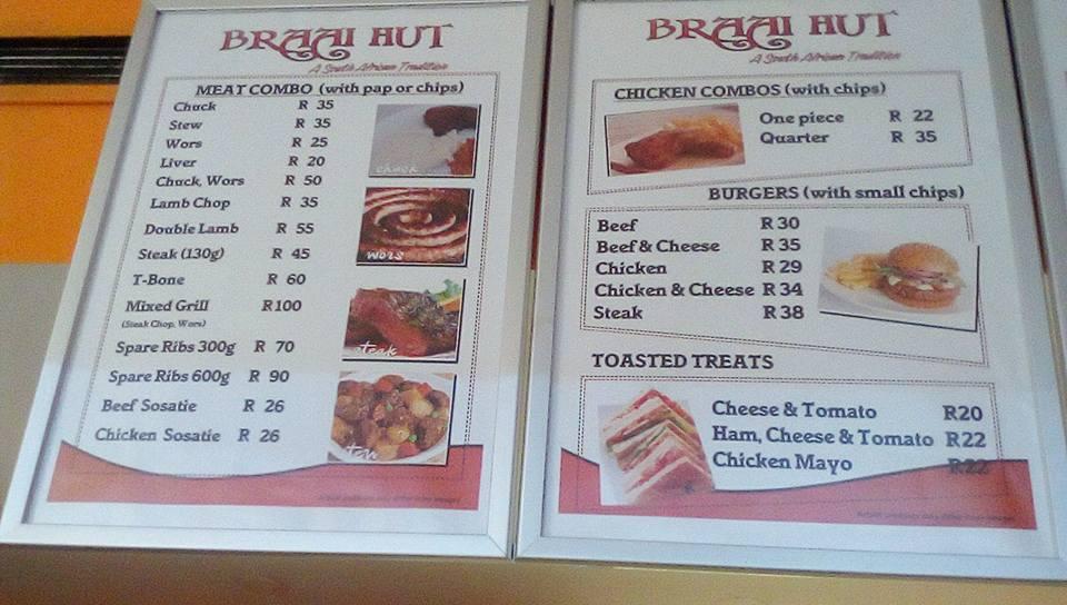 Menu at SPAR pub & bar, Pretoria, N4 Garden Roads