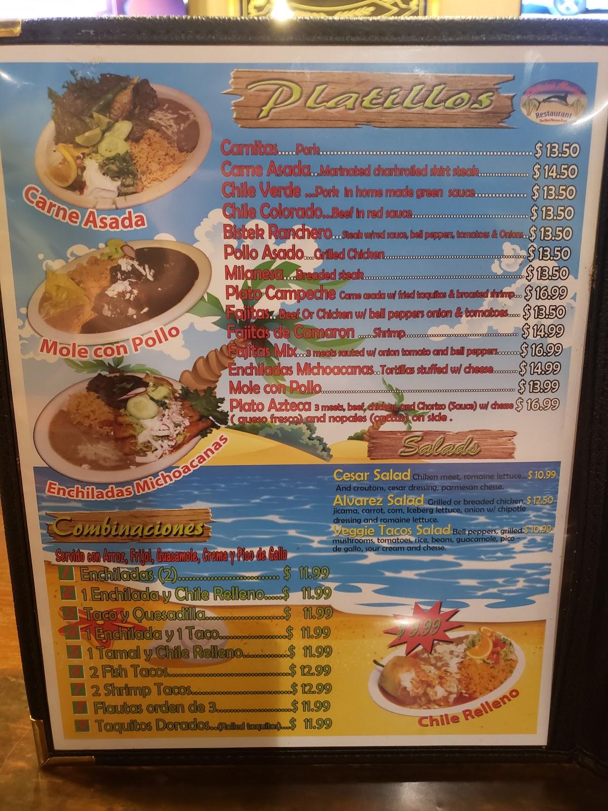 Menu at Alvarez Restaurant, Hidden Valley Lake