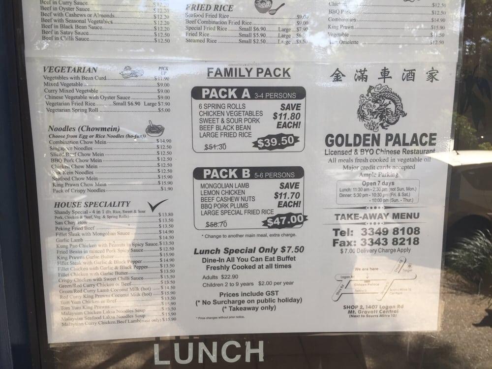 Menu at Golden Palace Restaurant, Mount Gravatt