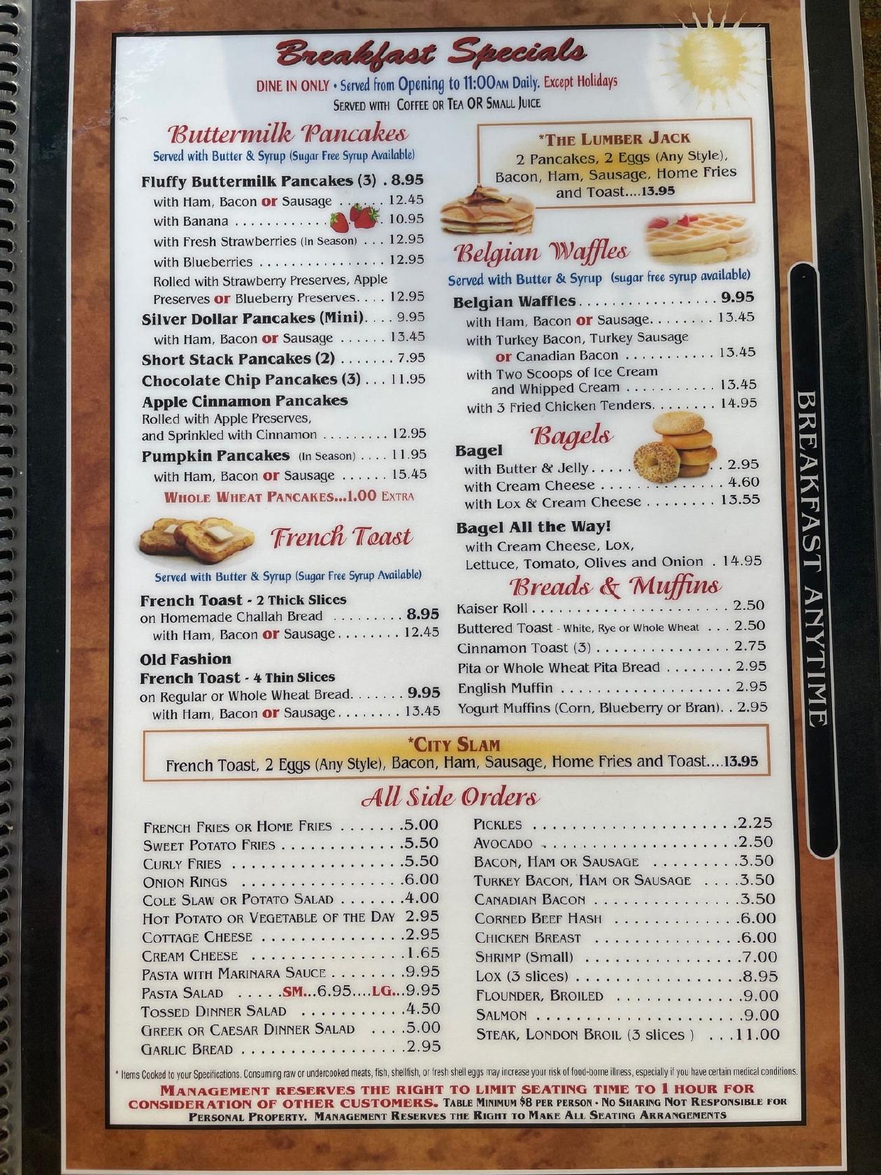 Menu at Infinity Diner restaurant, West Babylon