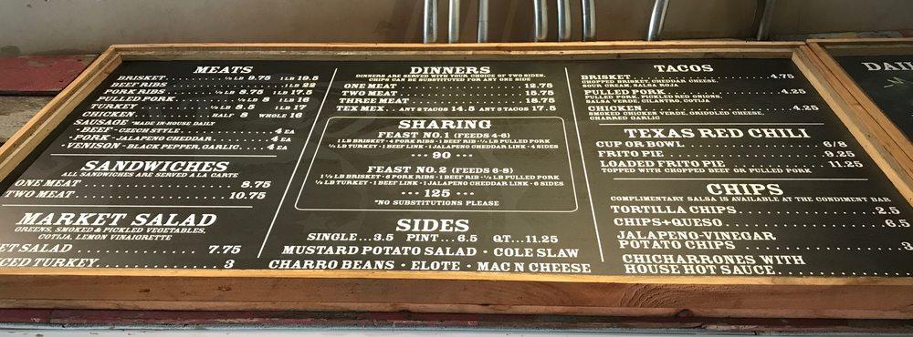Menu at The Pit Room BBQ, Houston