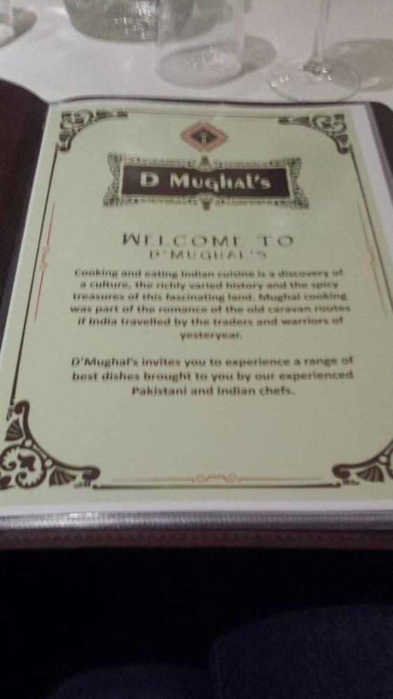 Menu at D'mughal's Indian Restaurant, Mallow