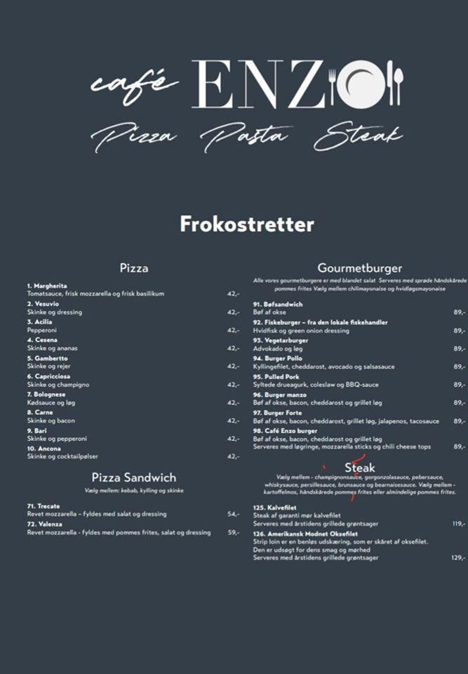 Menu at Café Enzo Aars pizzeria, Aars