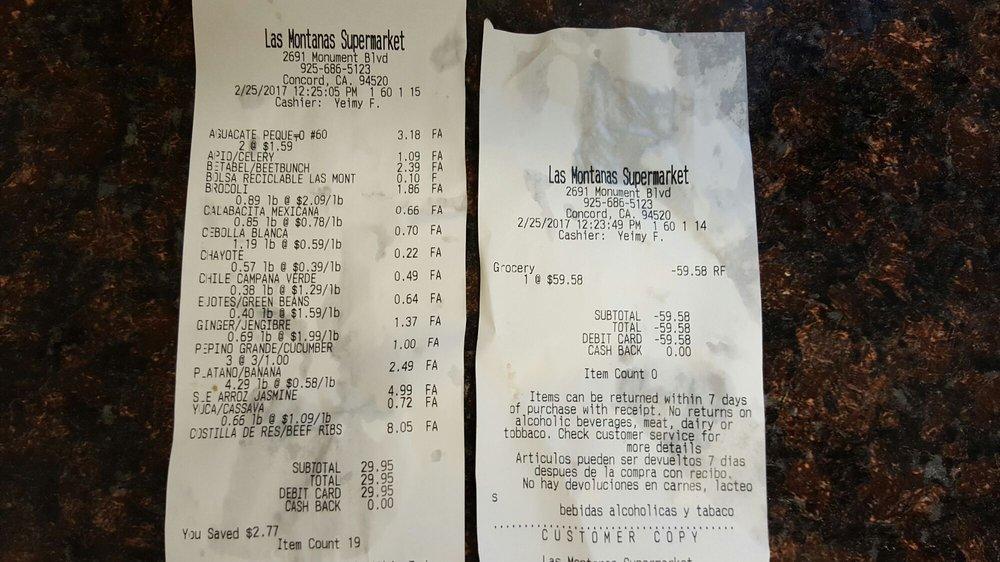 Menu at Las Montañas Supermarket restaurant, Concord, Monument Blvd
