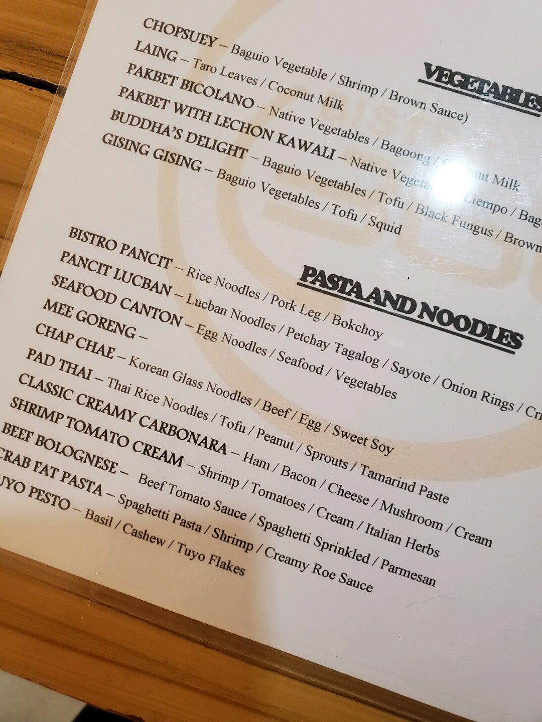 Menu at BISTRO 360° restaurant, Cabanatuan City, 61 M H Del Pilar St