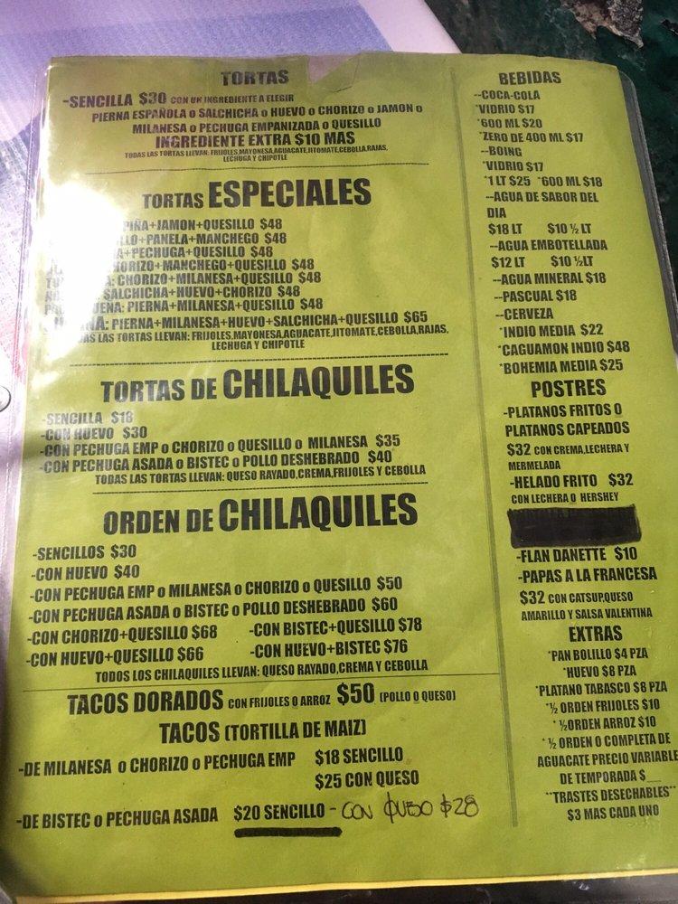 Menu at Cocina "Don Pancho" restaurant, Mexico City, C. 4 Pte. 1