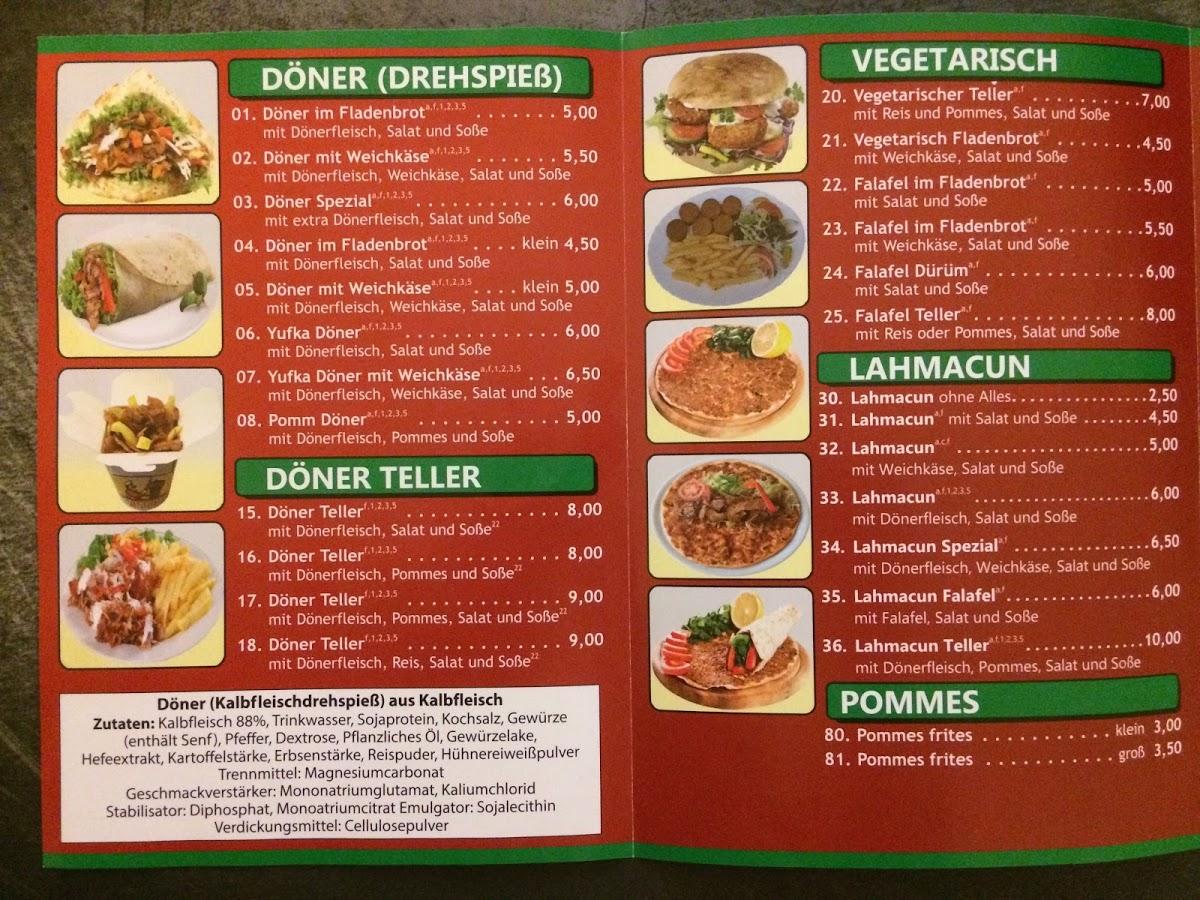 Menu at Sahin Döner pub & bar, Darmstadt