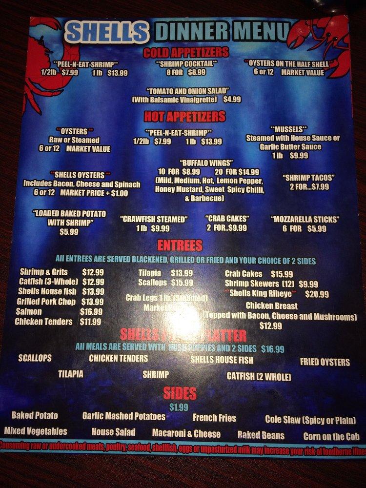 Menu at Sea Shells Seafood Restaurant, Warner Robins