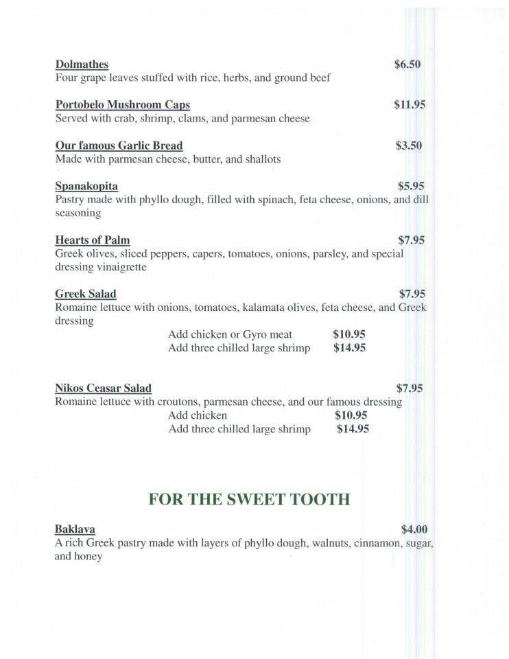 Menu at Yianni's Bar & Grill, Carmichael