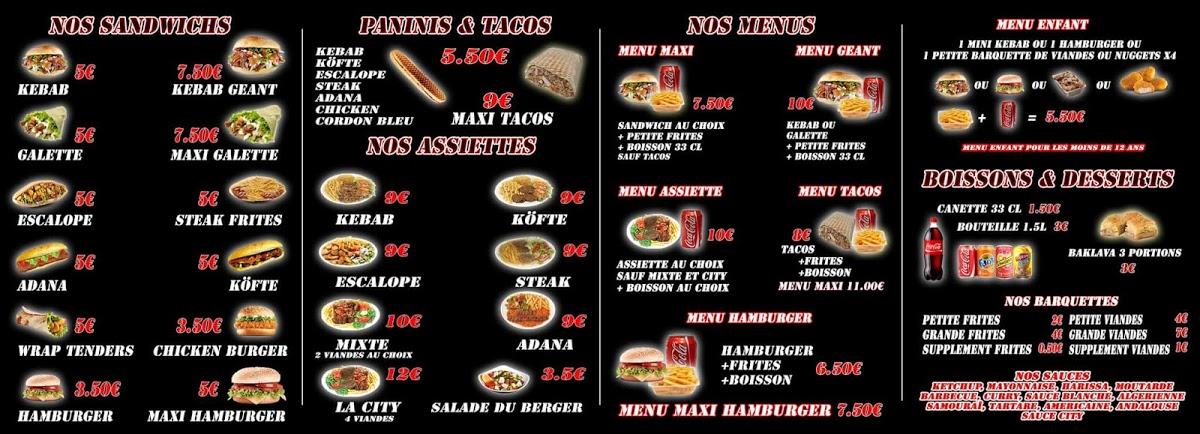 Menu at Fast&food kebab City, Balbigny