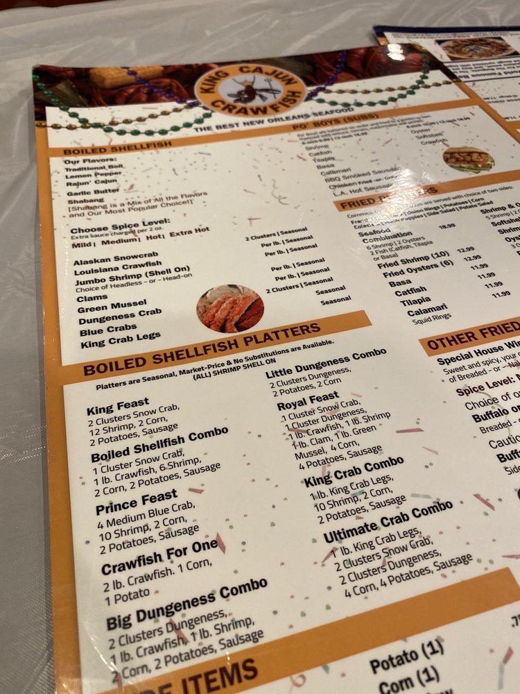 Menu at King Cajun Crawfish - Dr. Phillips Location restaurant, Orlando ...