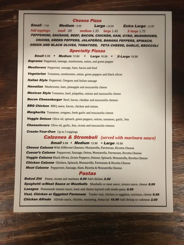 Menu at Caesar's Italian Pizza & Restaurant, Nashville