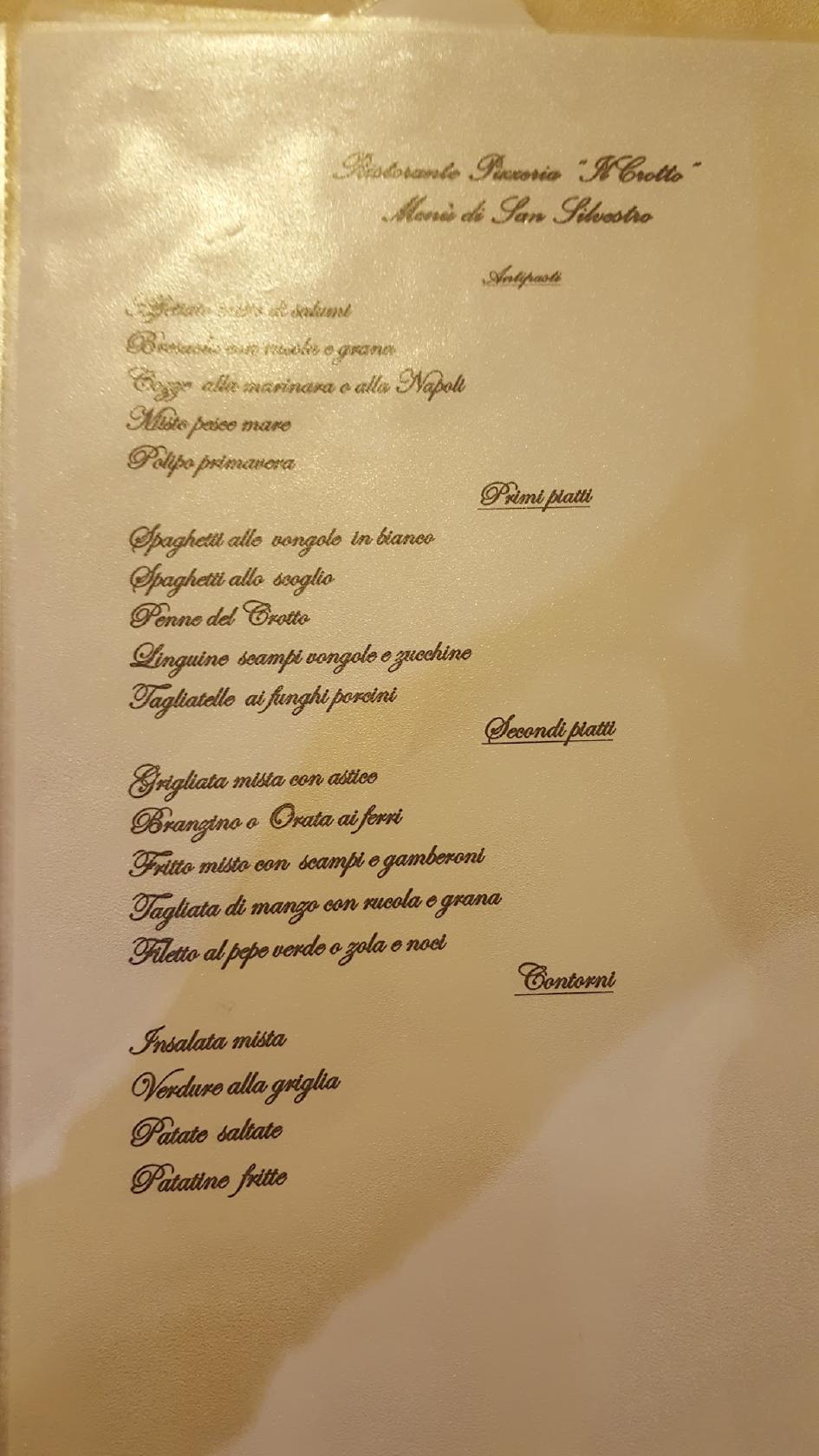 Menu at Ristorante Pizzeria Il Crotto, Beregazzo