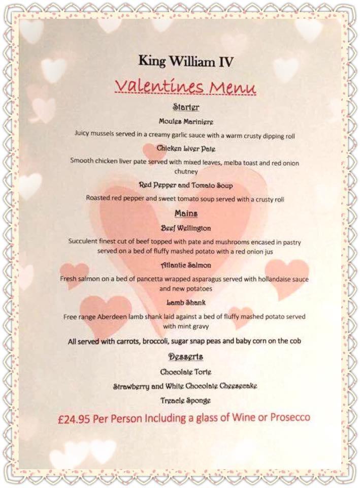 Menu at King William IV pub & bar, Brigg